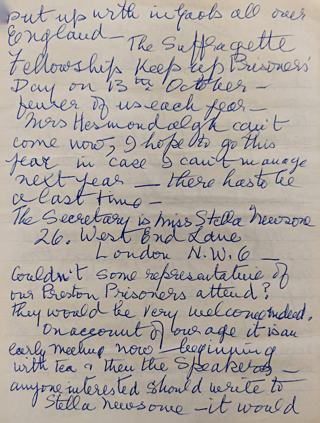 Grace Alderrman suffragettes letter 22 – preston history